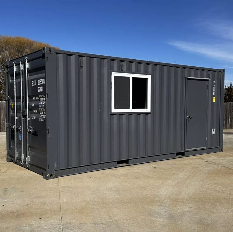 20 ft 20’ Slate Gray Shiplap 120V Shipping Container Office Minisplit ...