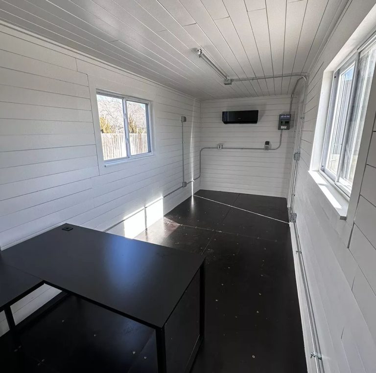 20 ft 20’ Slate Gray Shiplap 120V Shipping Container Office Minisplit ...