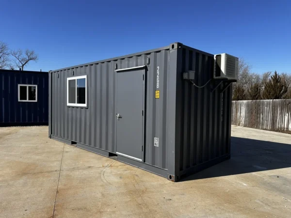 20ft 20’ Slate Gray Shiplap 120V Shipping Container Office Mini Split ...