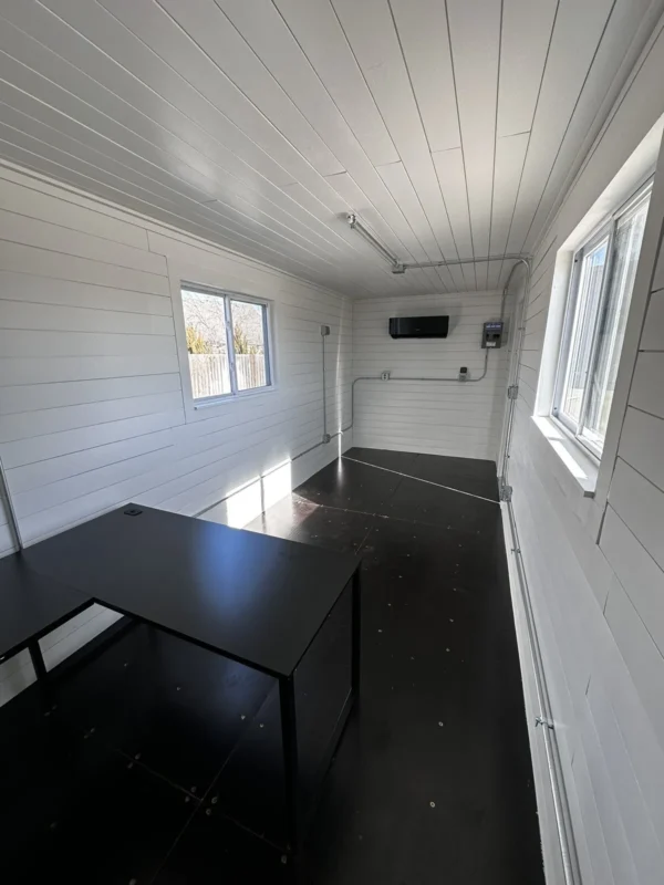 20ft 20’ Slate Gray Shiplap 120V Shipping Container Office Mini Split ...
